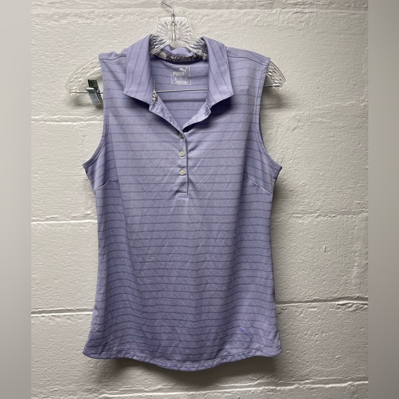 Puma | Tops | Puma Striped Purple Polo Tank Top | Poshmark